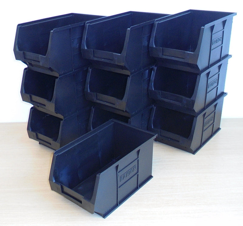 100x Used Size 3 Black Storage Bin 240x150x132mm H – Storage Bins