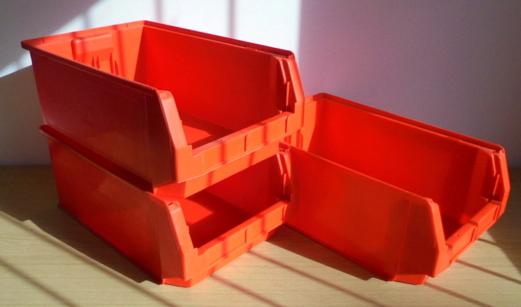 5x Used Size 7 Red Storage Bin 500x305x200mm H – Storage Bins