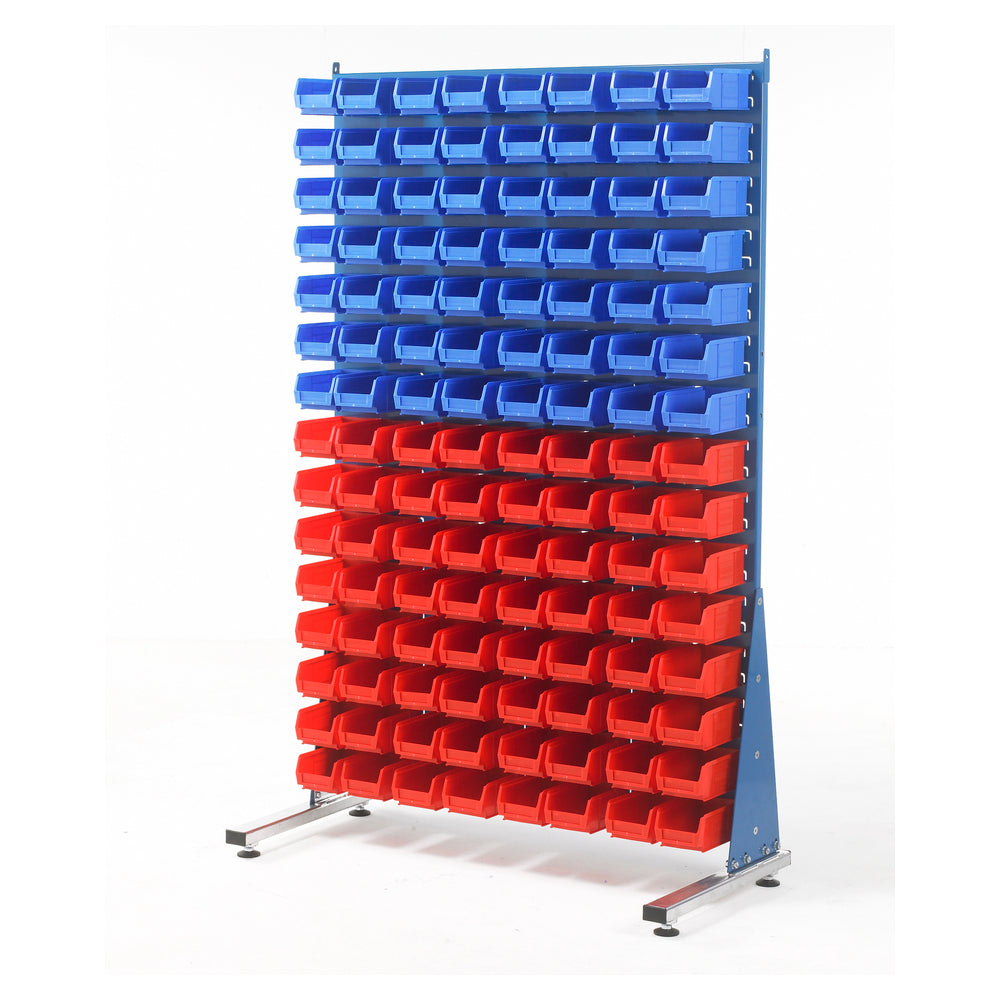 Single Sided Free Standing Louvred Panel with TC2 Bins – Storage Bins