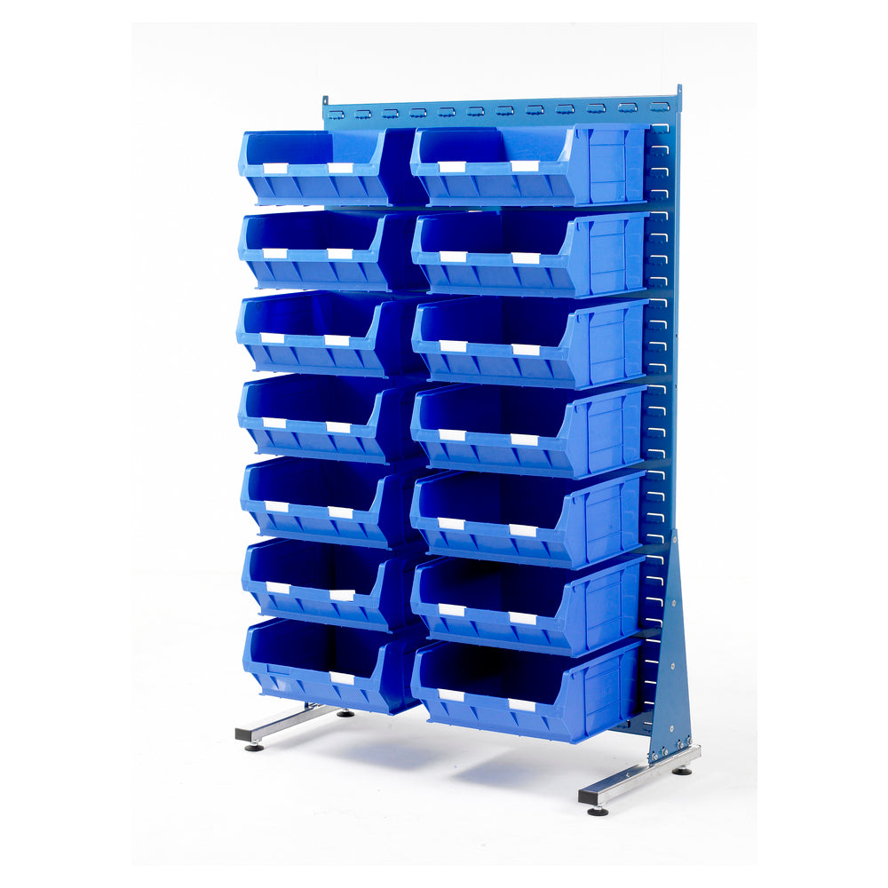 Single Sided Free Standing Louvred Panel with TC6 Bins – Storage Bins