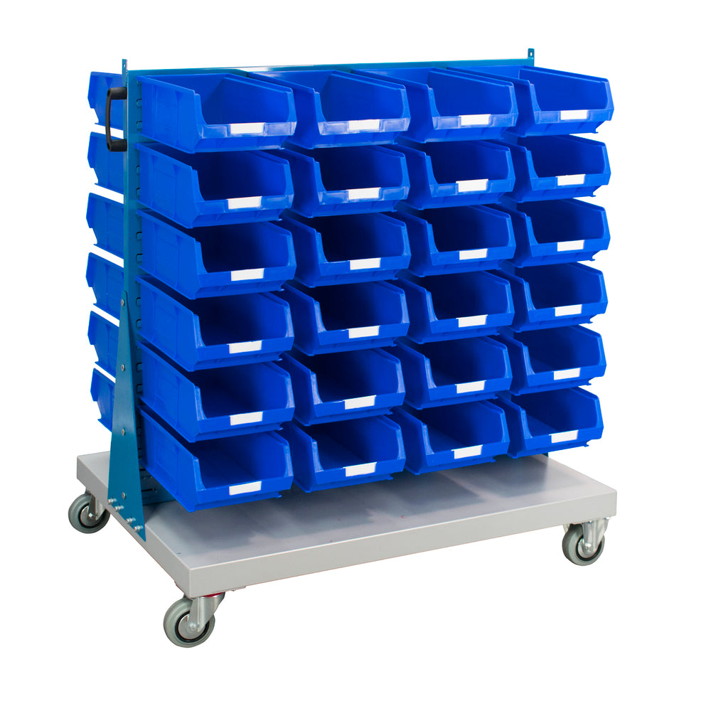 Double Sided Louvred Trolley with TC4 Bins – Storage Bins