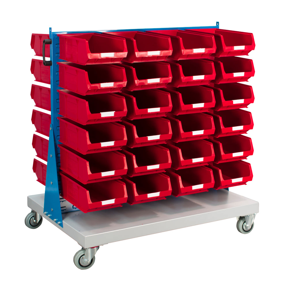 Double Sided Louvred Trolley with TC4 Bins – Storage Bins